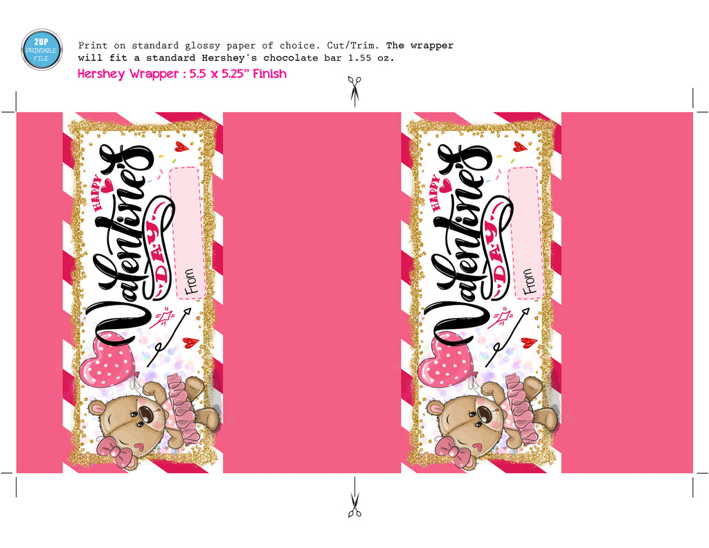Teddy Bear Valentine's Day Candy Bar Wrapper - Valentine Classroom ...