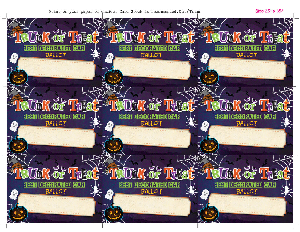 Halloween Costume Contest Ballot Tags - Voting Card - Printable Entry ...