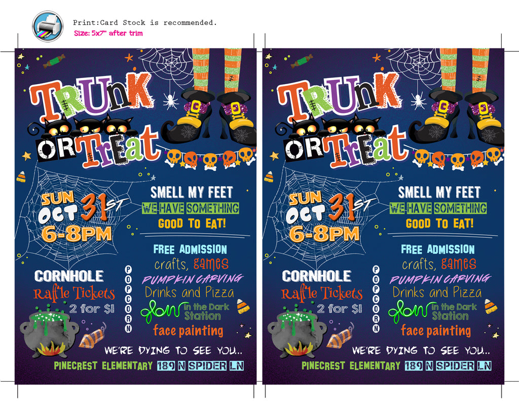 Trunk Or Treat Flyer - Halloween Community Event Flyer – CraftyKizzy