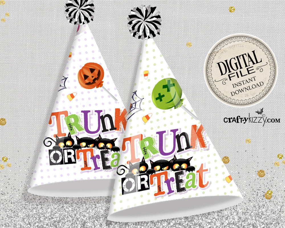 Halloween Printable Party Hat - Halloween First Birthday Party Hats ...