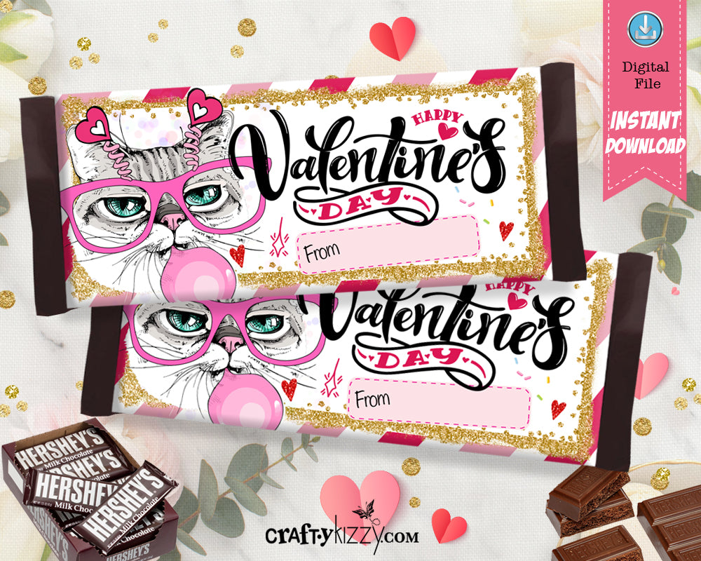 Valentine's Day Candy Bar Wrapper - Kitty Cat Valentine Classroom ...