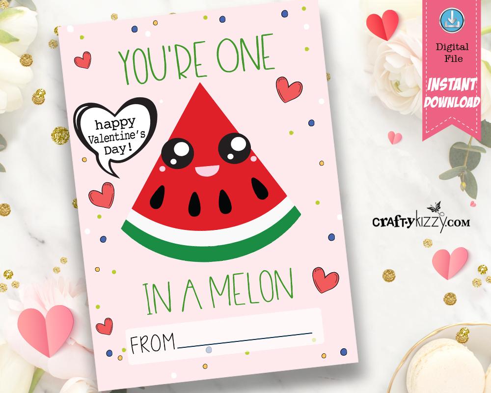 Watermelon Valentine's Day Exchange Cards - Printables – CraftyKizzy