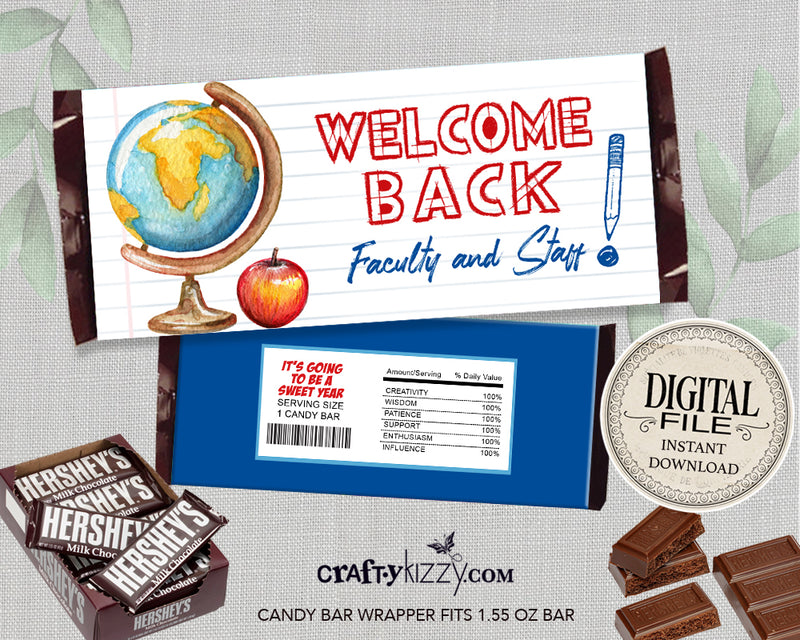 Welcome Back Teachers Candy Bar Wrapper - Employee Appreciation Gift ...