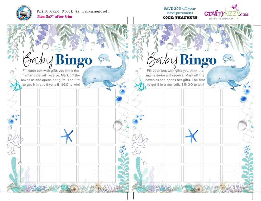 Nautical Baby Shower Bingo Cards - Gender Neutral Baby Shower Game ...