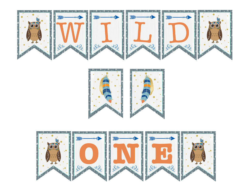 Woodland Owl Bunting Flag Banner - Woodland Animal Birthday Banner - P ...